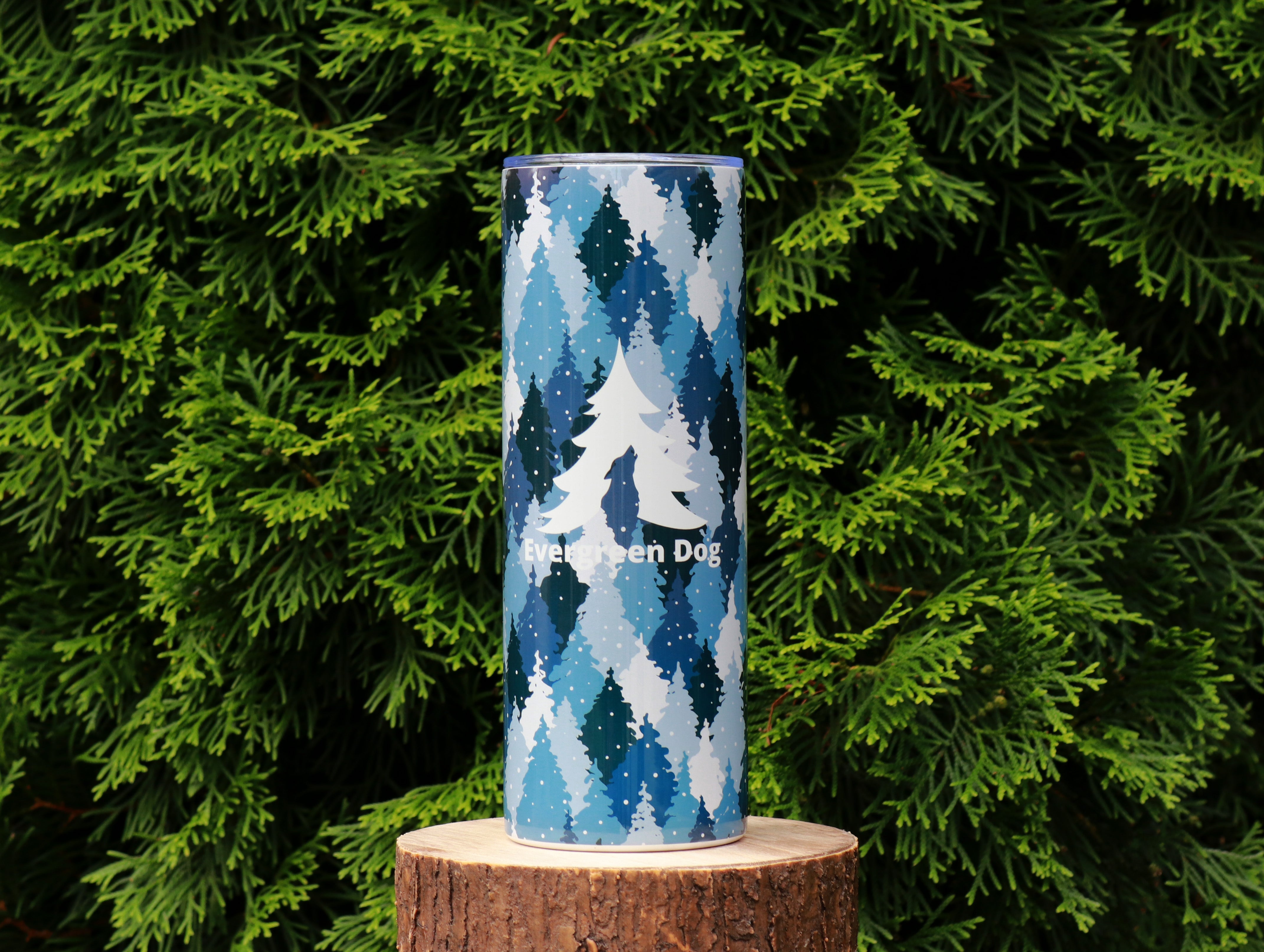 Blue Camo Trees 20oz Tumbler – Evergreen Dog LLC